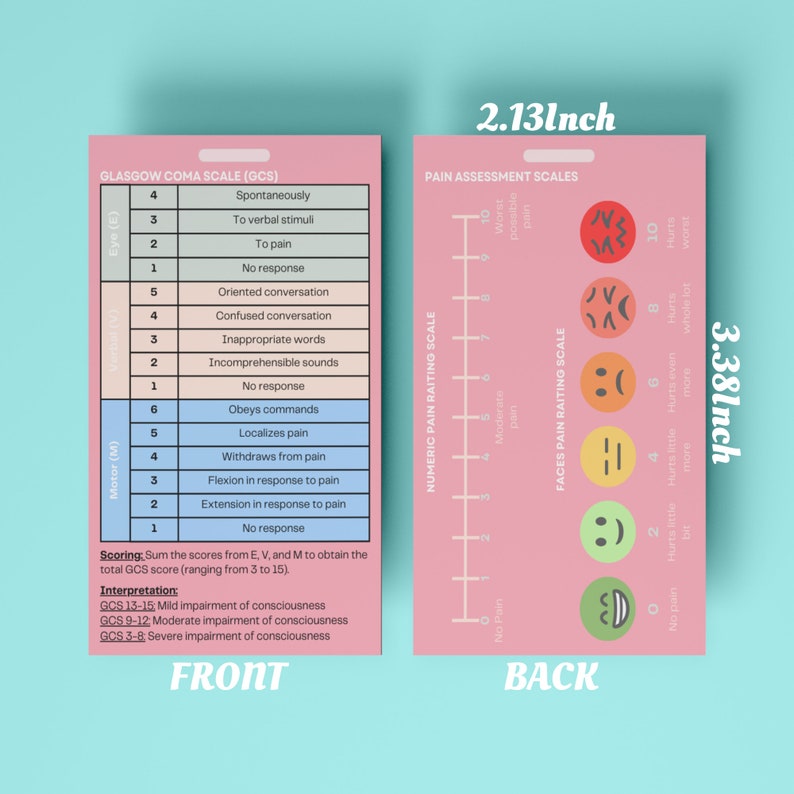 Glasgow Coma Scale GCS & Pain Assessment Scale Reference - Etsy Australia