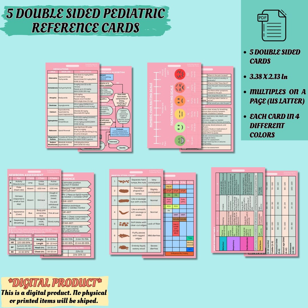 Pediatric Nurse Badge Card Bundle: Peds Vitals, PEWS & Algorithms ...