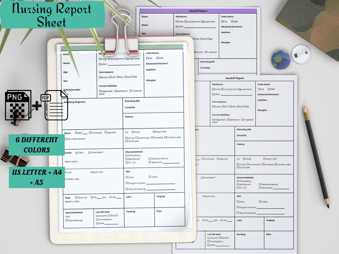 Nursing Report Sheet | Med Surg | Critical Care Report Template ...