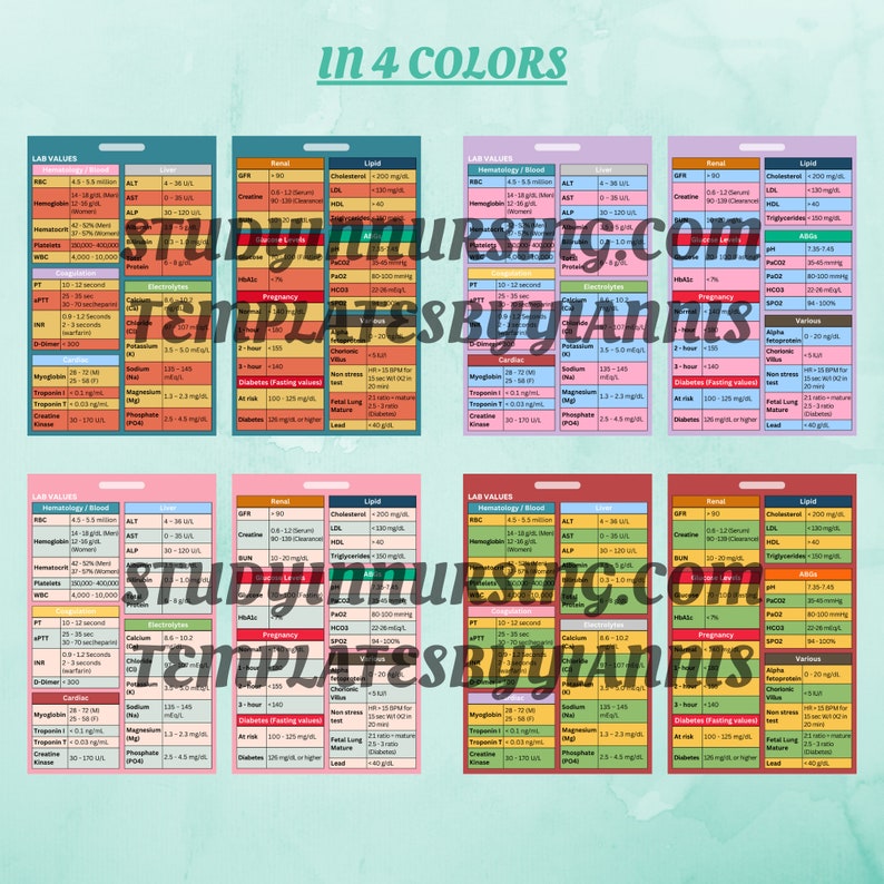 Lab Values for Nursing Reference Card | Medical Reference Badge Buddy ...