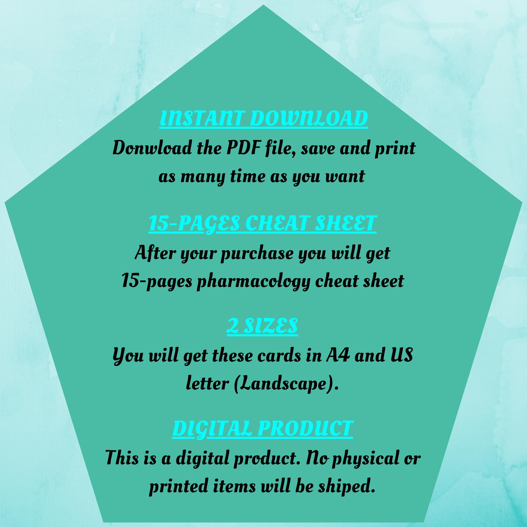 Pharmacology Cheat Sheet Bundle Notes | Printable Nursing Student ...