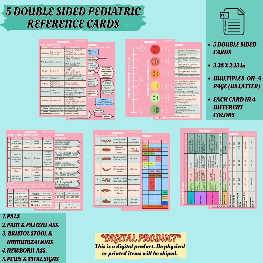 Pediatric Badge Cards Bundle | Peds Emergency Nurse Reference Cards ...
