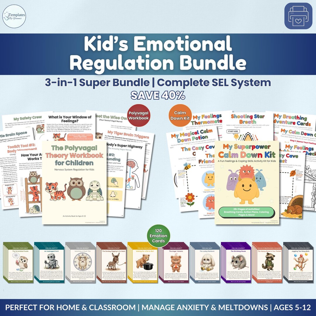 Ultimate Kids Emotional Regulation Bundle: Calm Down Corner Kit, 120 ...