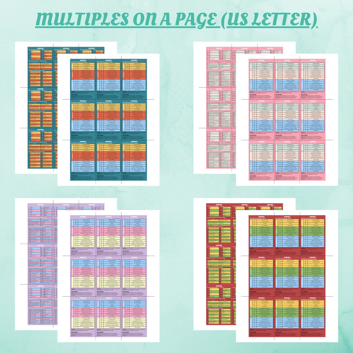 Glasgow Coma Scale (GCS) Reference Card | Altered Mental State ...
