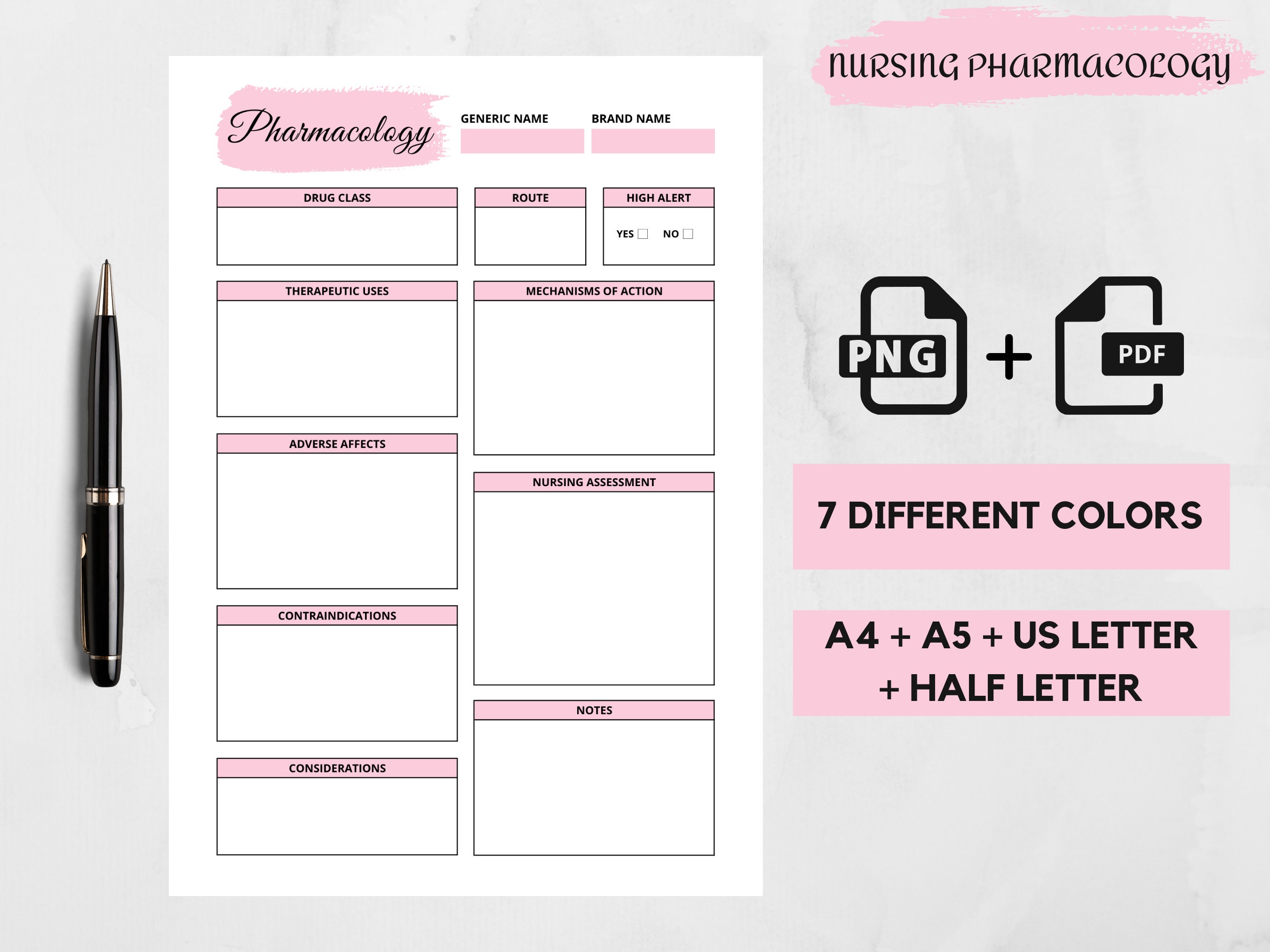 Printable Nursing Student Pharmacology Pharmacology Notes - Etsy