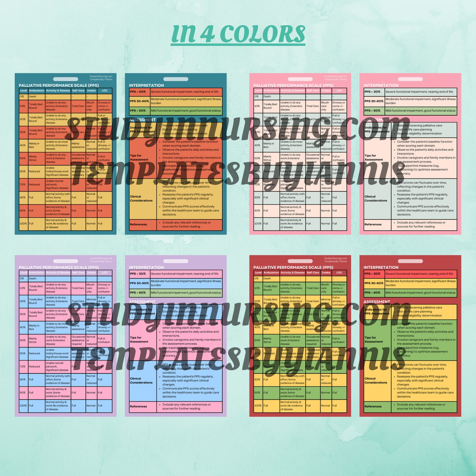 Palliative Performance Scale Reference Card PPS Nursing Badge Buddy ...