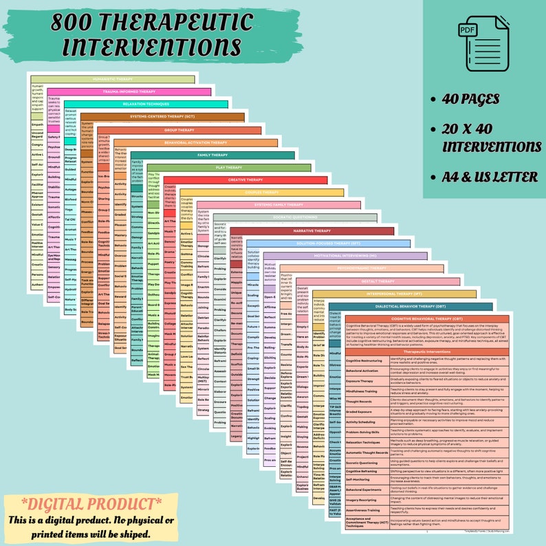 800 Therapy Interventions Guidebook Mental Health Techniques Therapy ...