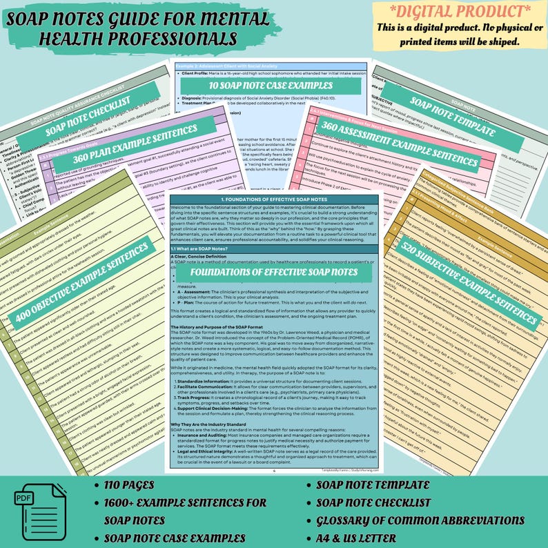 SOAP Notes Guide & Template Therapy Progress Notes Clinical Note ...