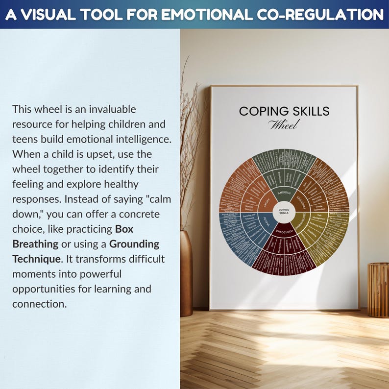 Coping Skills Wheel Print: A Feelings Chart for Emotional Regulation ...