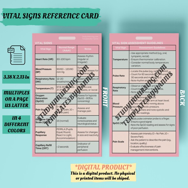 Vital Signs Card - Etsy
