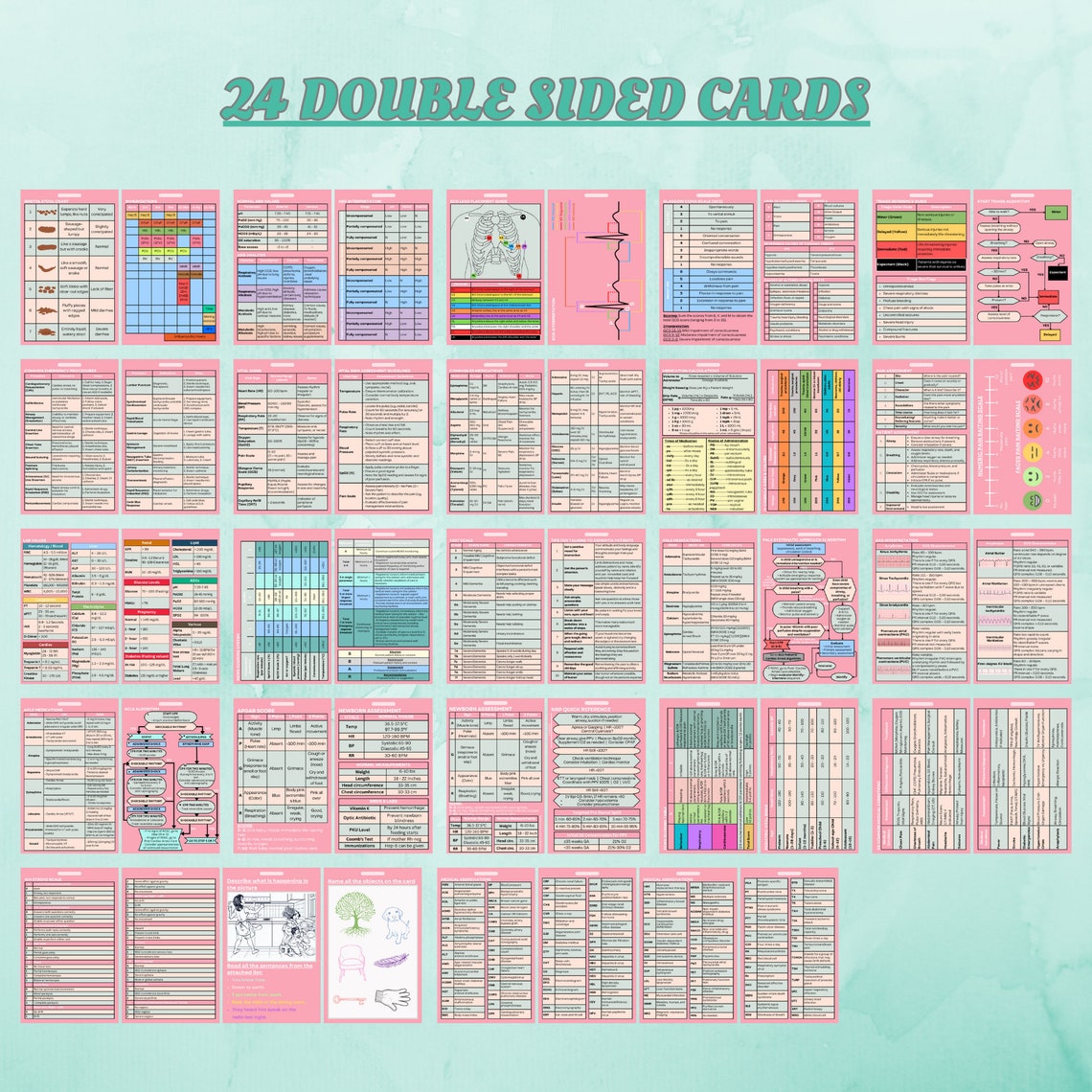 Complete Nursing Badge Cards Bundle Emergency Nurse Reference Cards Ekg ...