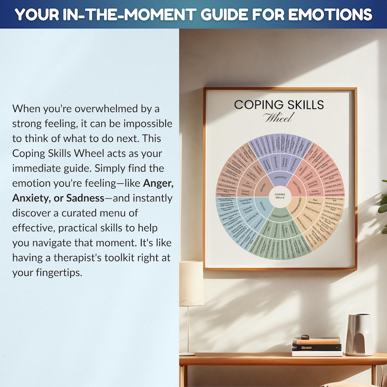 Coping Skills Wheel Print: A Feelings Chart for Emotional Regulation ...