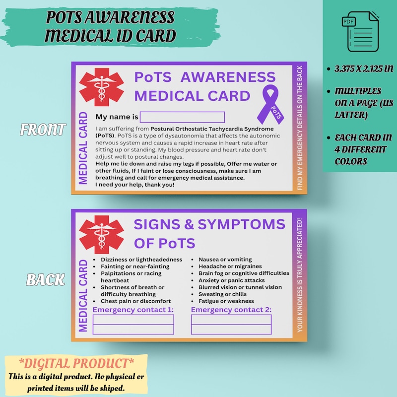 Medical Alert Pots Card - Etsy