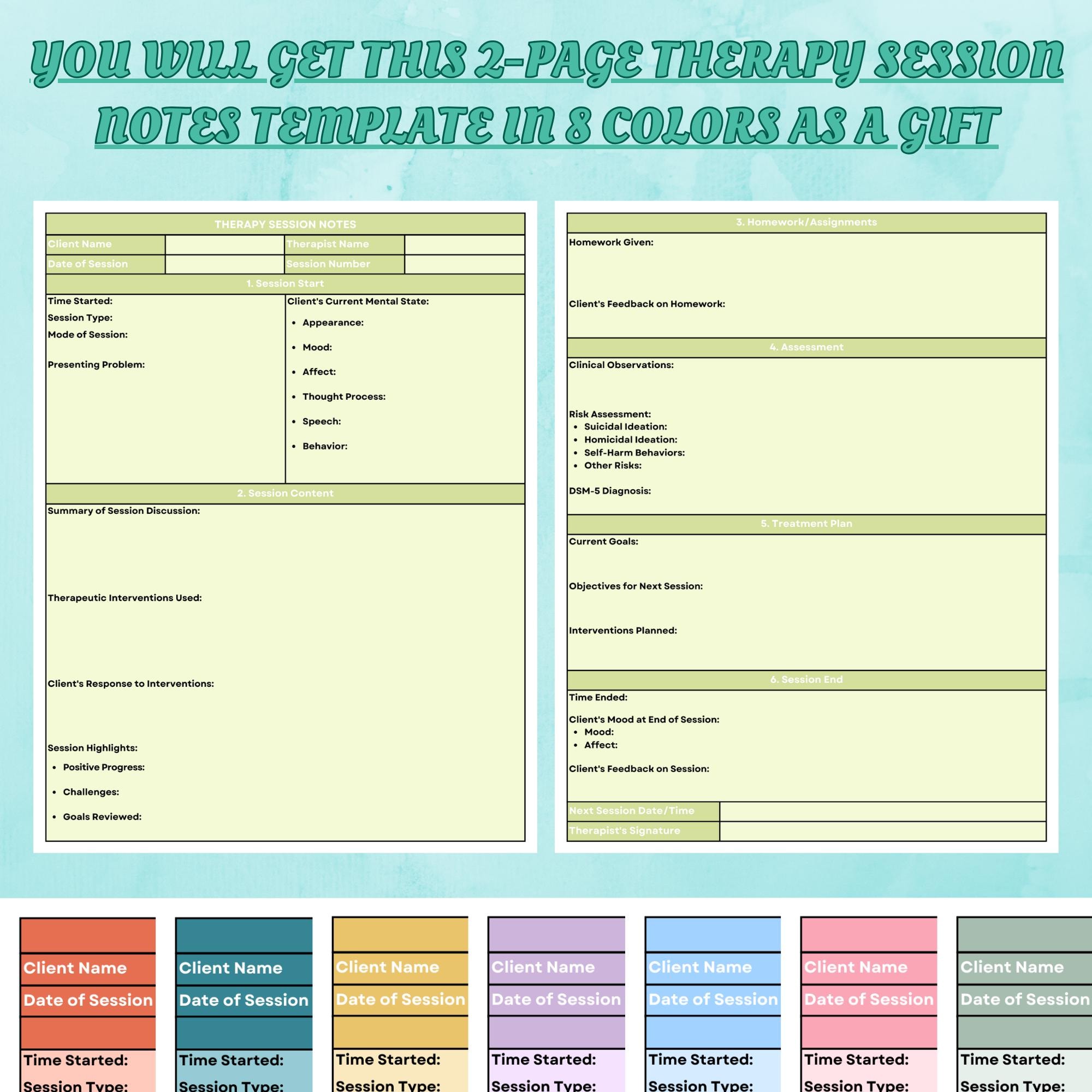 Therapy Session Notes Examples Guidebook (PDF) - Etsy