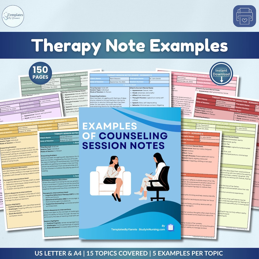 Therapy Session Notes Examples Guidebook: Counseling Progress Note ...