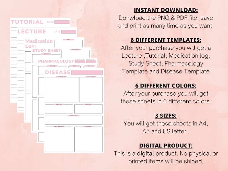 Nursing School Templates BUNDLE | Nurse Student Study Guide | Nursing ...