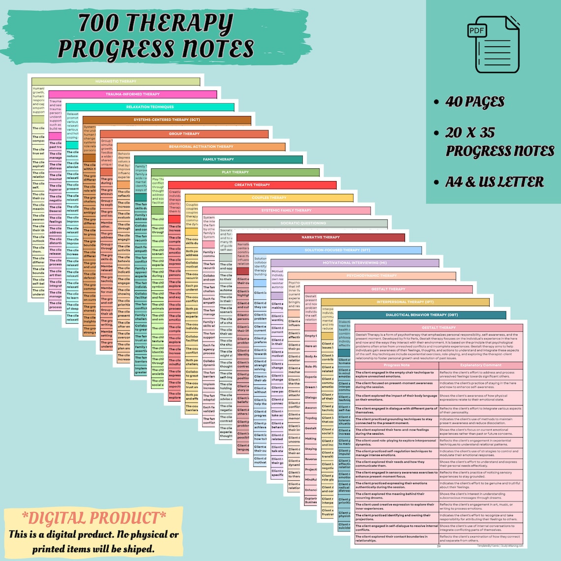 THERAPY PROGRESS NOTES Guidebook Counseling Documentation Templates ...