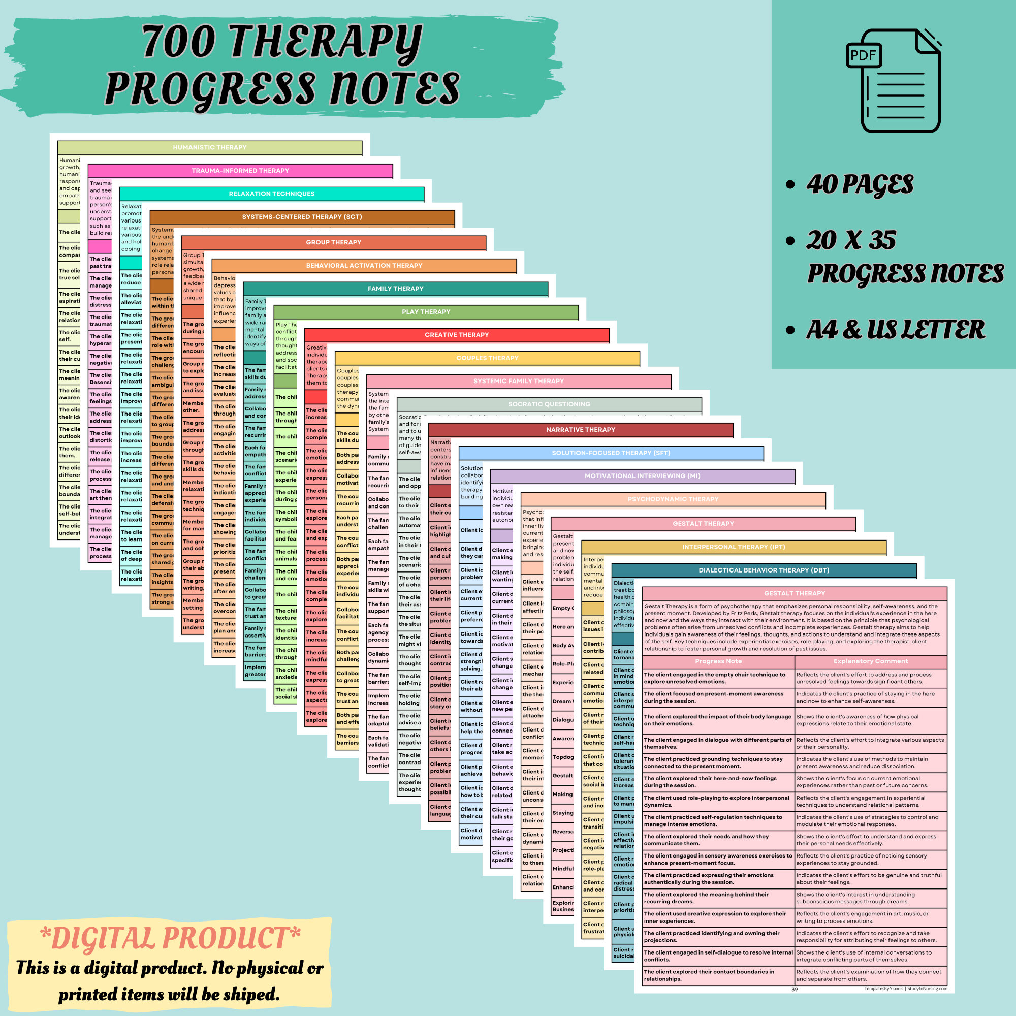 THERAPY PROGRESS NOTES Guidebook Counseling Documentation Templates ...