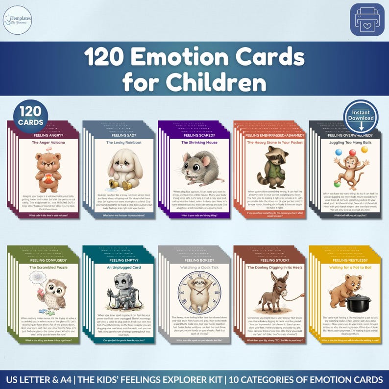 120 Emotion Cards for Kids, Emotional Regulation Tool for Children ...
