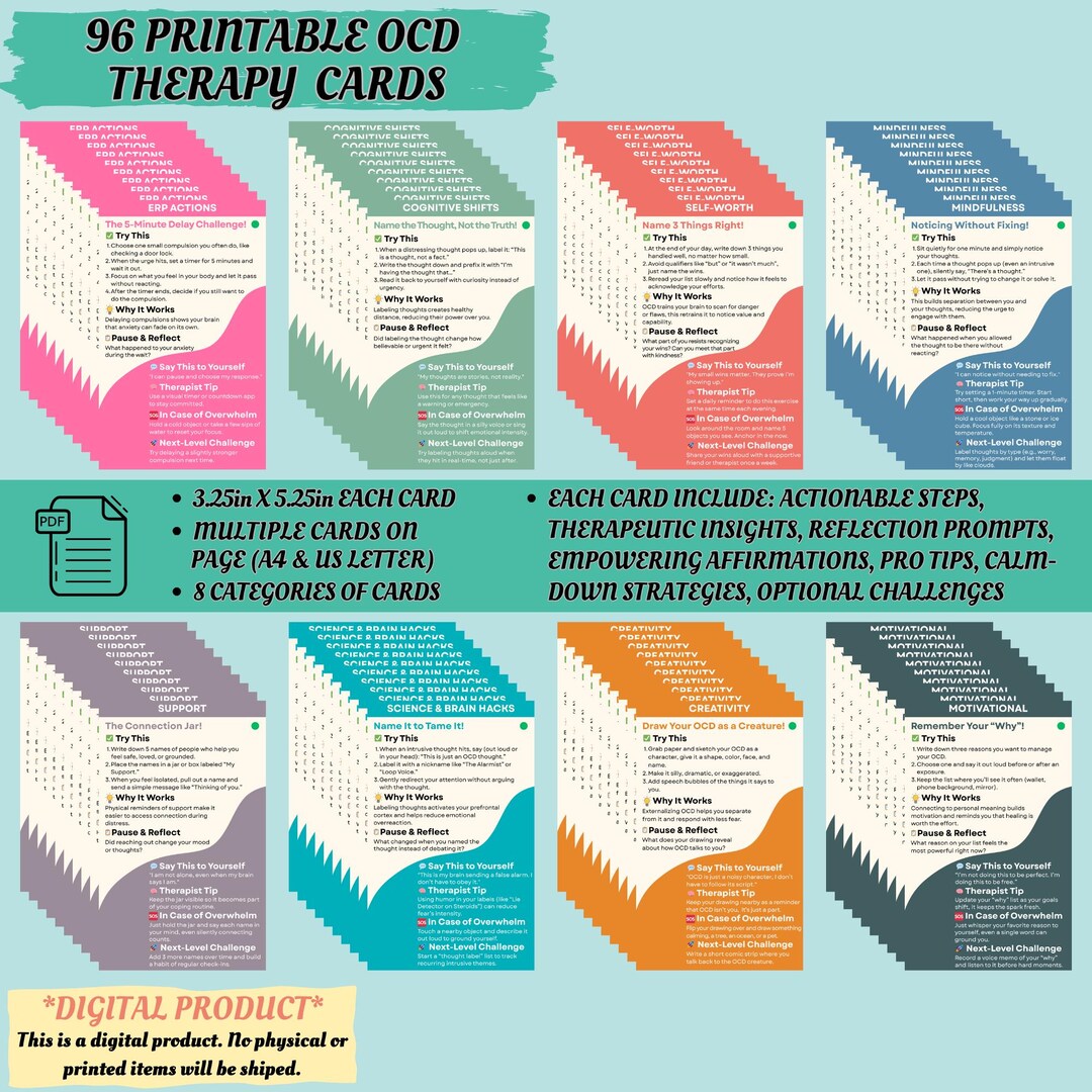 OCD Therapy Cards: 96 Affirmations for Intrusive Thoughts (PDF ...