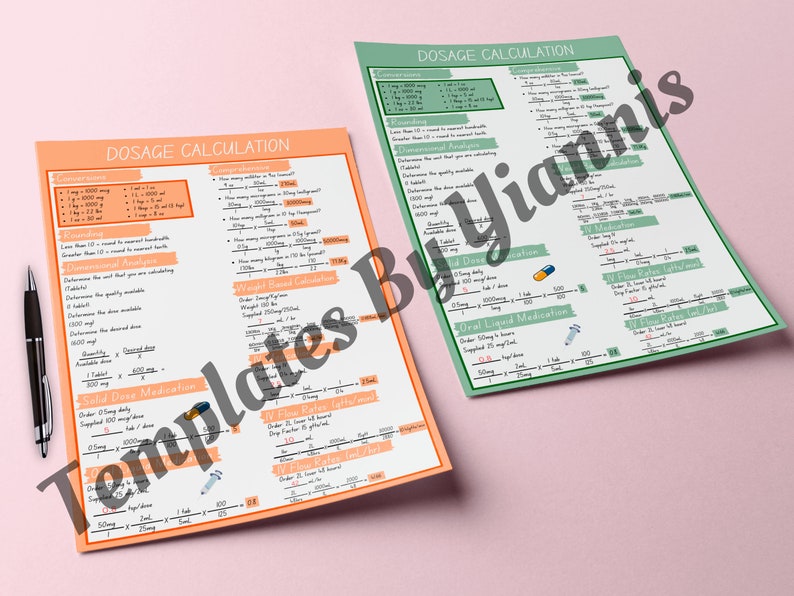 Medication Dosage Calculation, Nursing Study Guide, Nursing Dosage ...