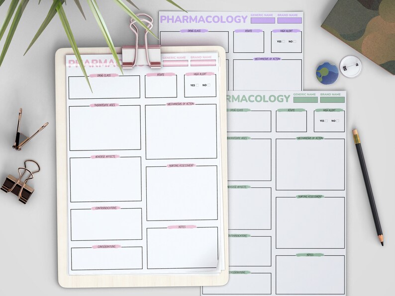 Pharmacology Template | Printable Nursing Student Pharmacology ...
