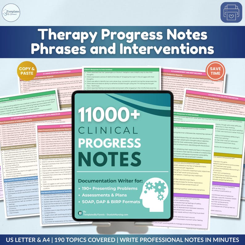 Therapy Progress Notes Phrases and Interventions: 11000 Clinical ...