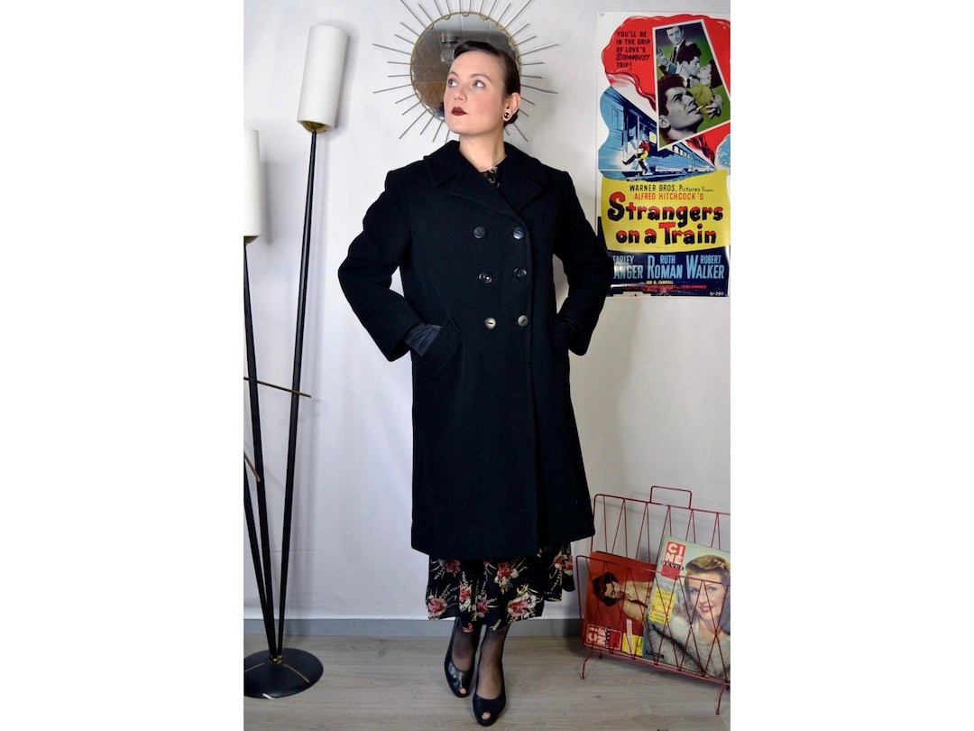 Vintage Wool, Satin, and Silk Pea Coat From the 1930s and 40s. - Etsy