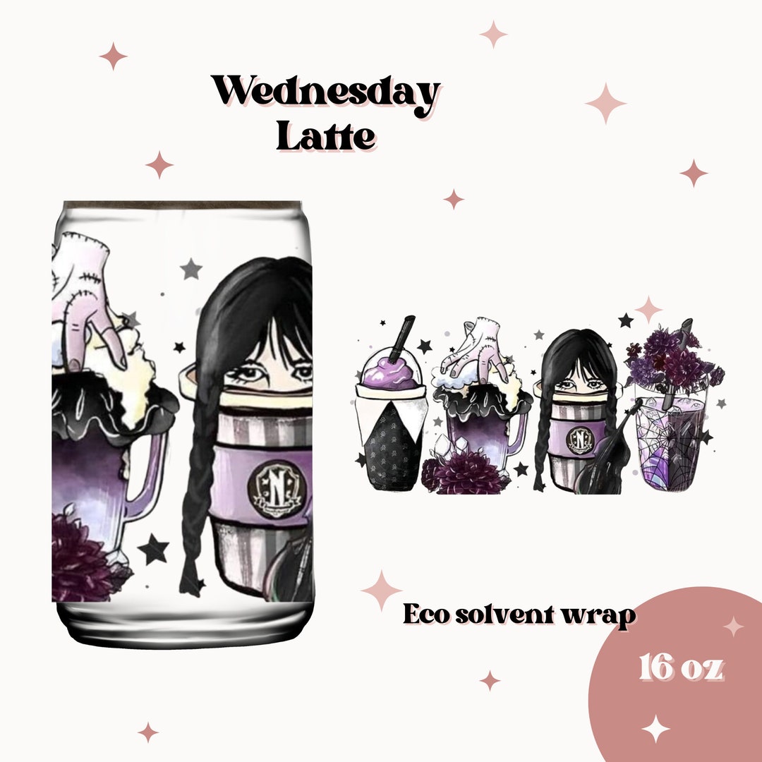 Wednesday Latte Vinyl Wrap Eco Solvent Halloween Addams Family Cup Wrap ...