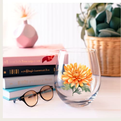 November Birth Flower Wine Glass, November Birth Flower Gift ...