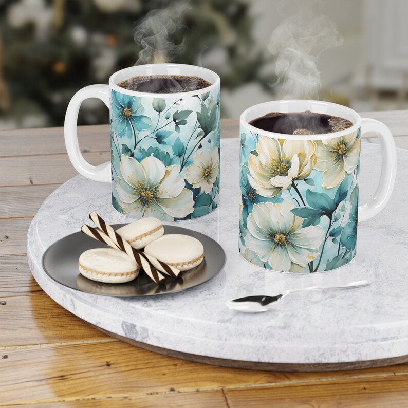 Elegant Floral Pattern Tea Mug for Nature Lovers Botanical - Etsy