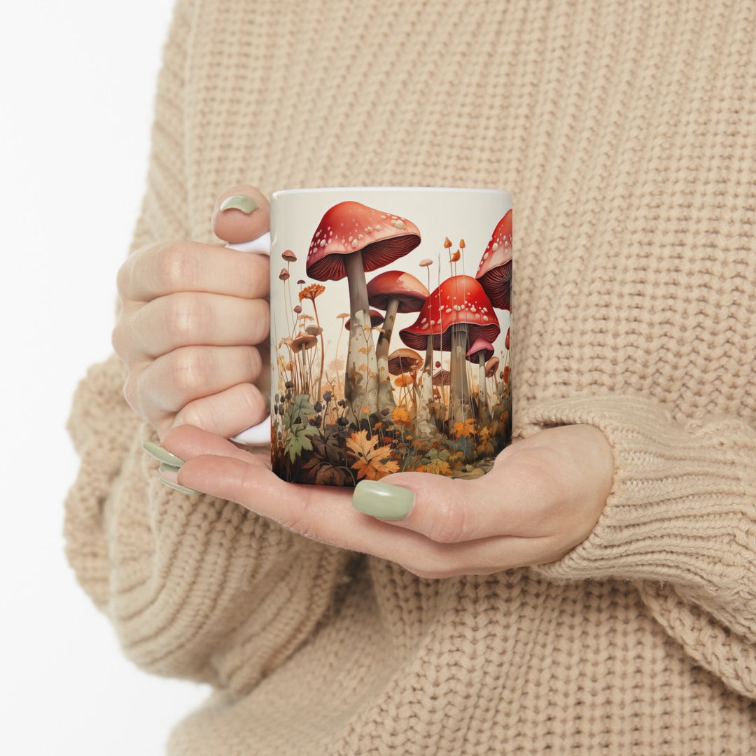 Botanical Mug Pressed Flower Mug Floral Mug Amanita - Etsy