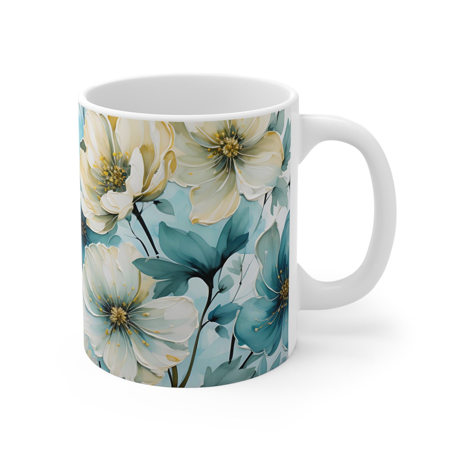Elegant Floral Pattern Tea Mug for Nature Lovers Botanical - Etsy