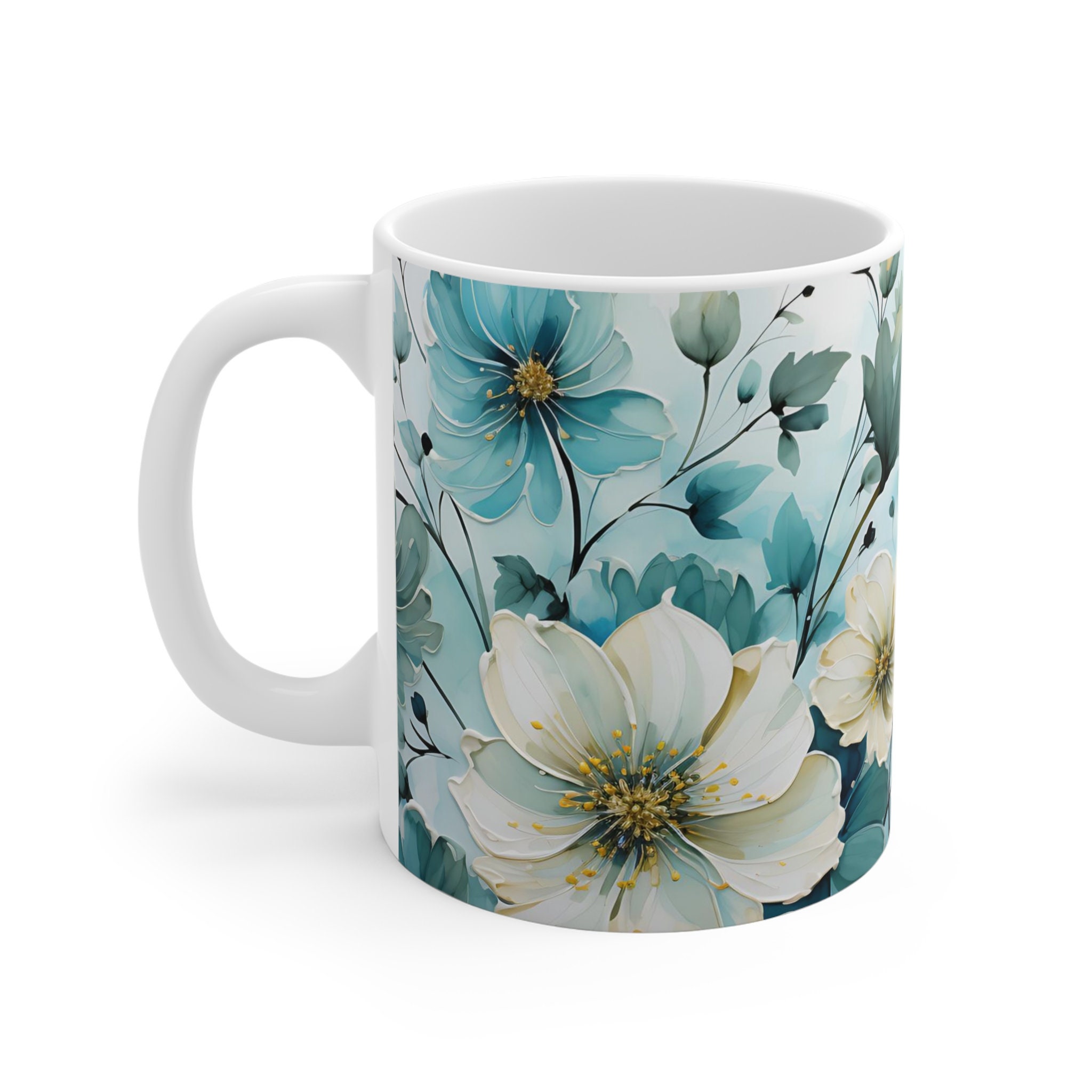 Elegant Floral Pattern Tea Mug for Nature Lovers Botanical - Etsy