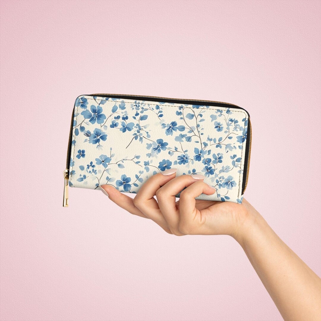 Baby Blue Floral Wallet, Vintage Floral Wallet, Vintage Wallet, Flower ...