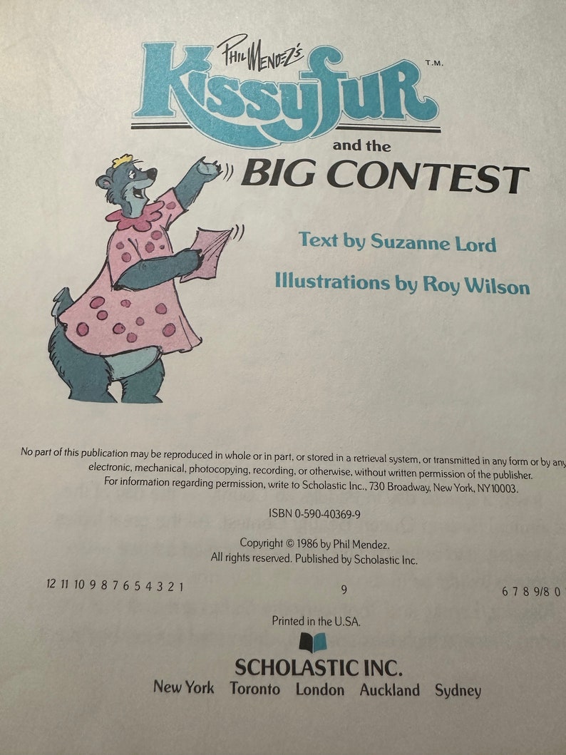 80’s Phil Mendez’s “kissyfur and the Big Contest” Book - Etsy