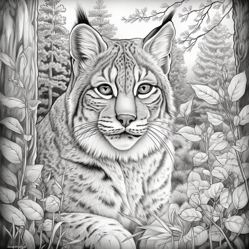 3 Pack Digital Downloadable Coloring Pages for Teens/adults of a Bobcat ...