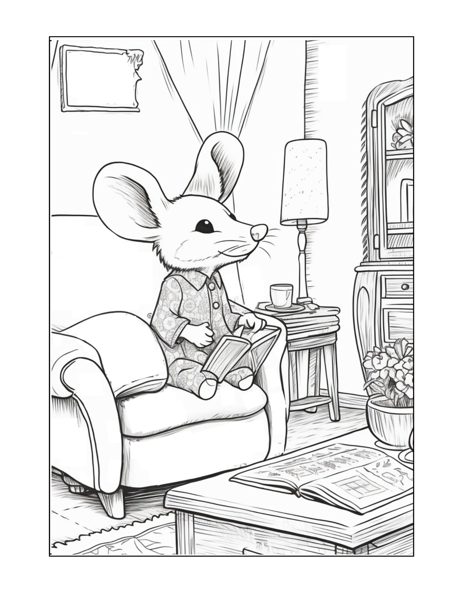 Mindy the Mouse Cute Coloring Page for Kids/adults Relaxing After Work ...