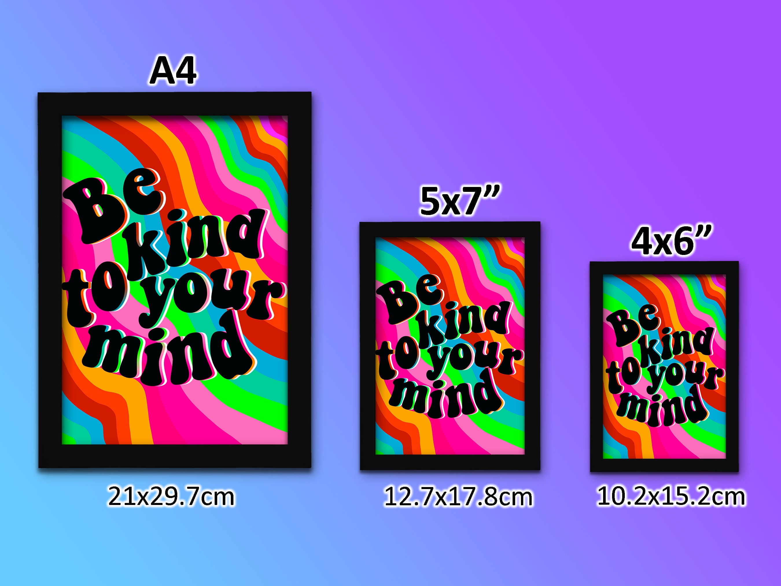 MOTIVATIONAL QUOTE PRINT / Be Kind to Your Mind / Mental Health Poster ...