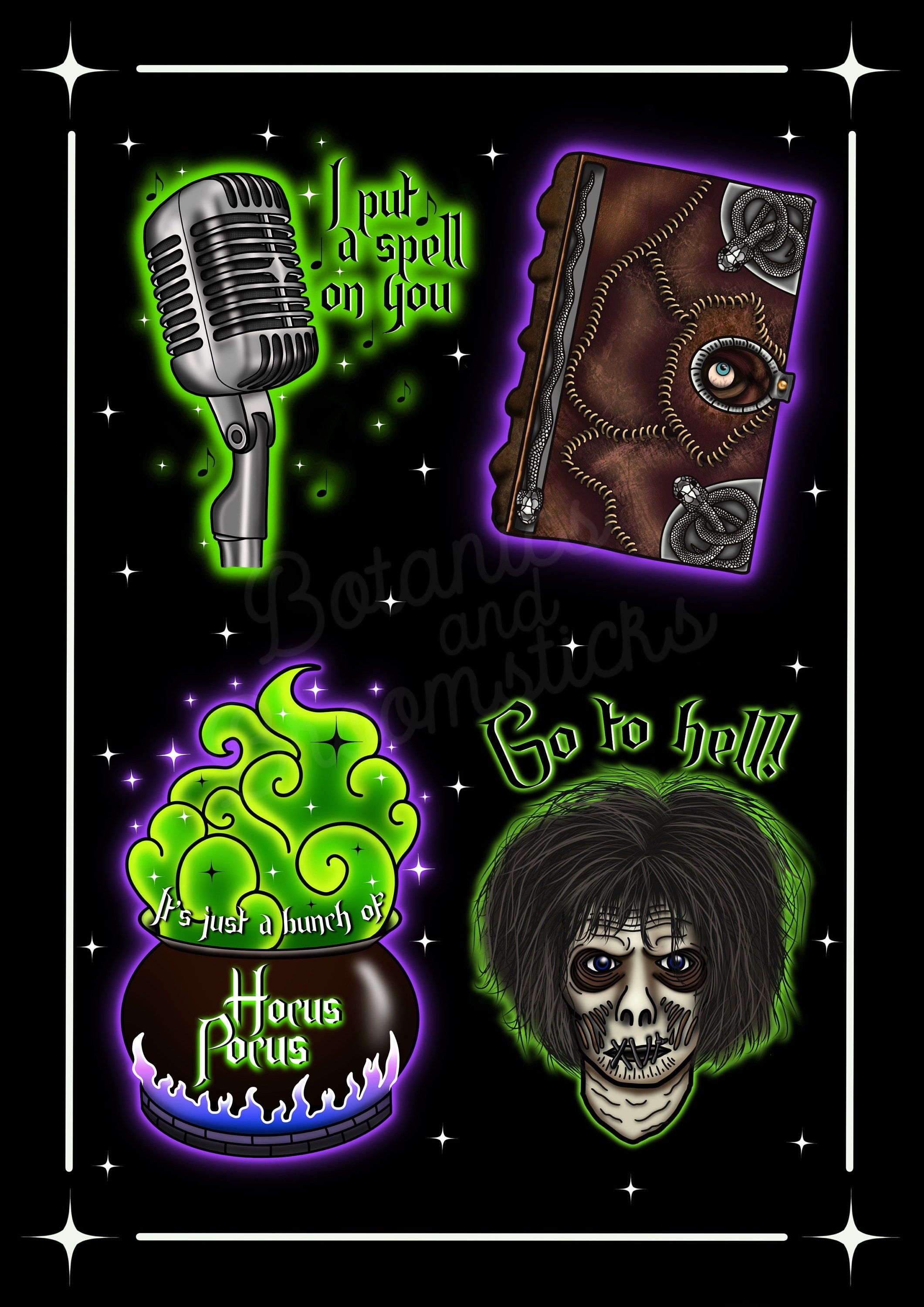 Hocus Pocus Flash Sheet Print Tattoo Style Halloween - Etsy