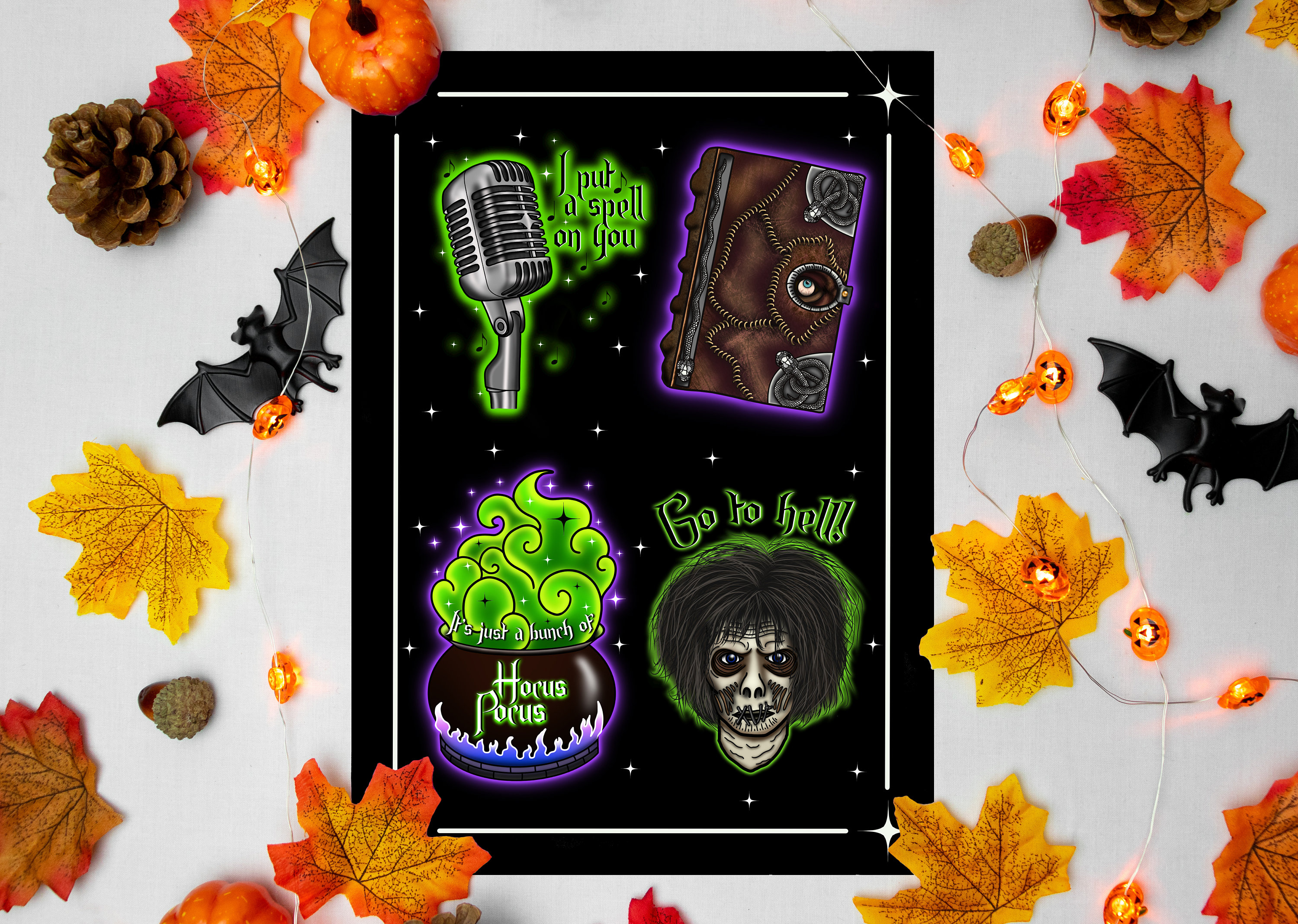 Hocus Pocus Flash Sheet Print Tattoo Style Halloween - Etsy