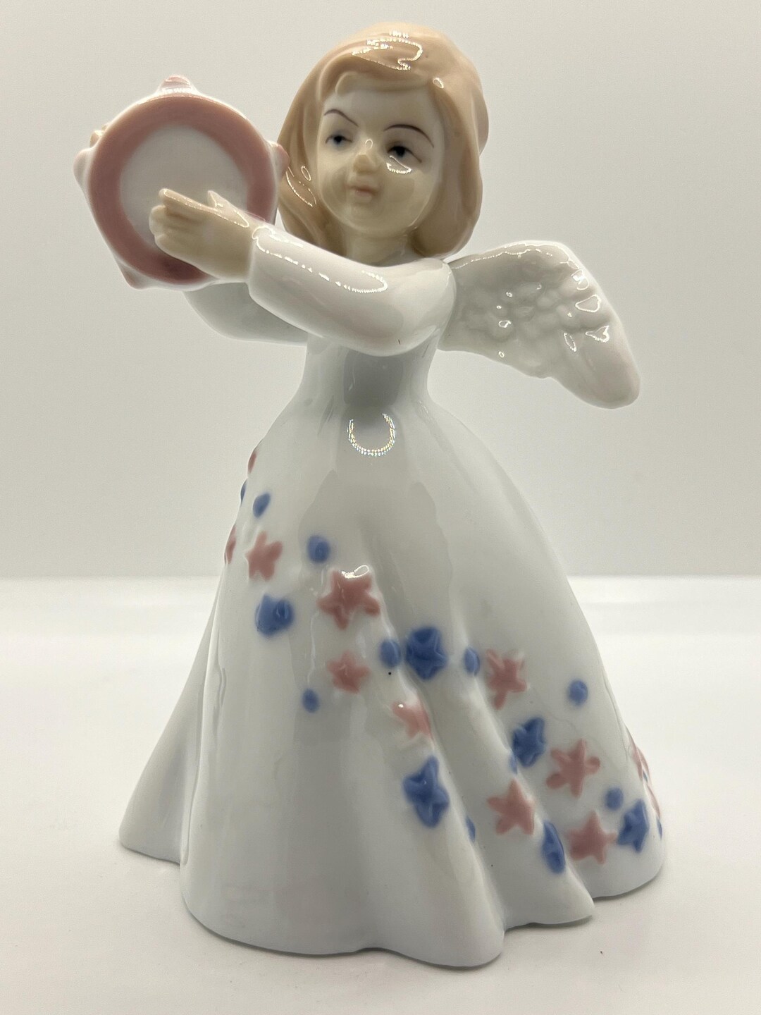 6" Porcelain Angel Statue Playing the Tambourine - Beautiful Angel Home ...