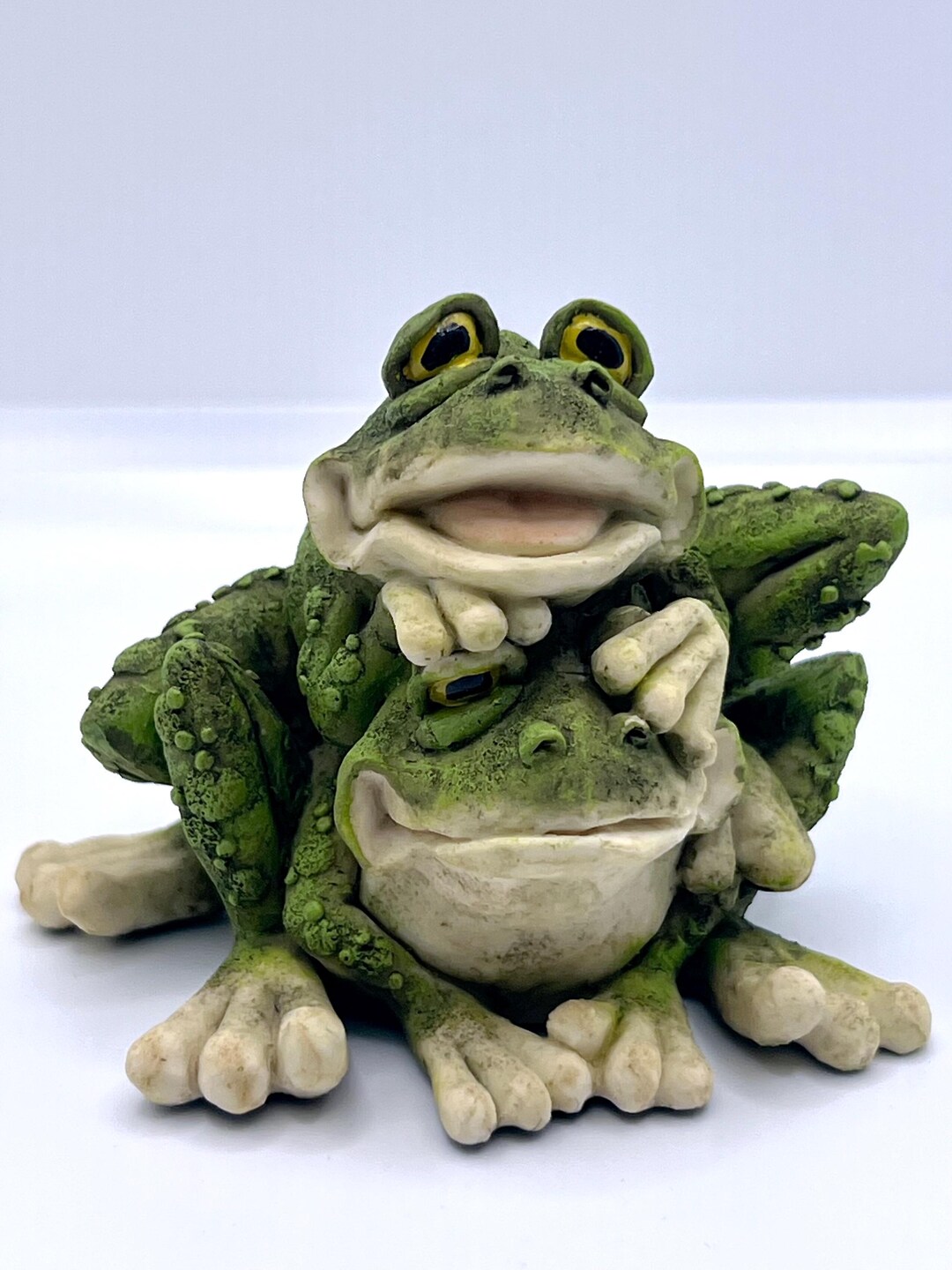 4" Frogs Playing Figurine Frog Climbing on Frog- Statue Home Decor ...
