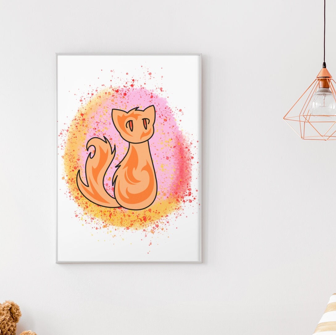 Fire Elemental Cat Printable Fantasy Wall Art / DIGITAL - Etsy