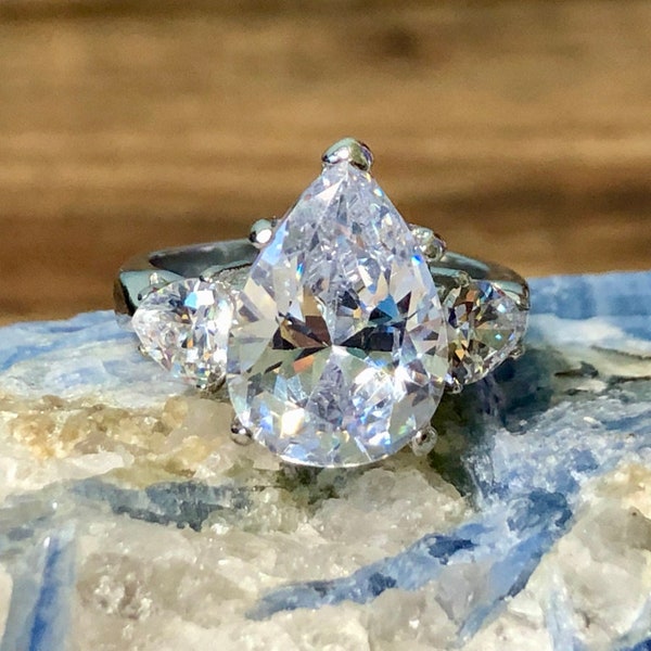 Cubic Zirconia Engagement Ring - Etsy