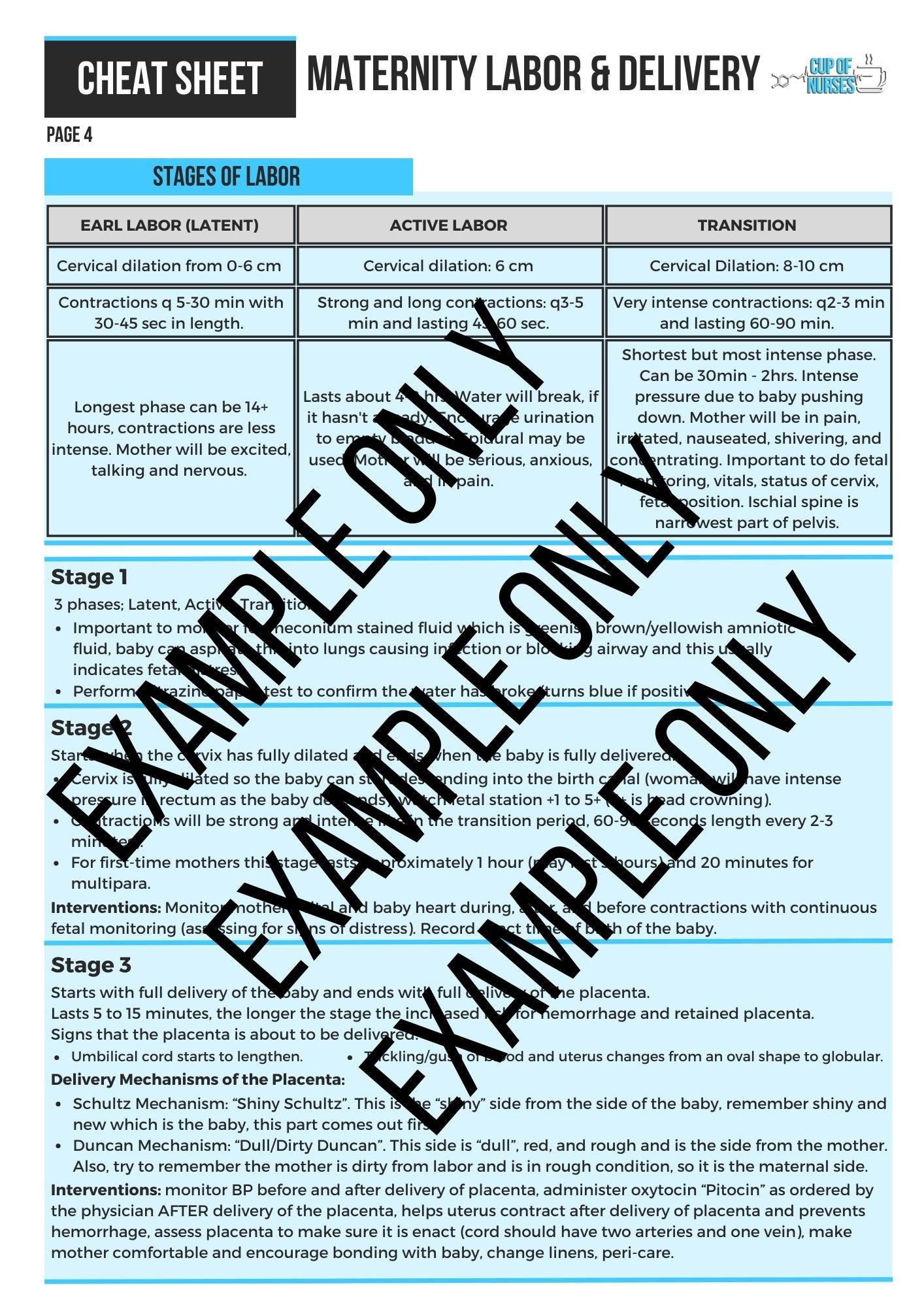 Nursing Maternity Labor and Delivery Cheat Sheet/study Guide - Etsy