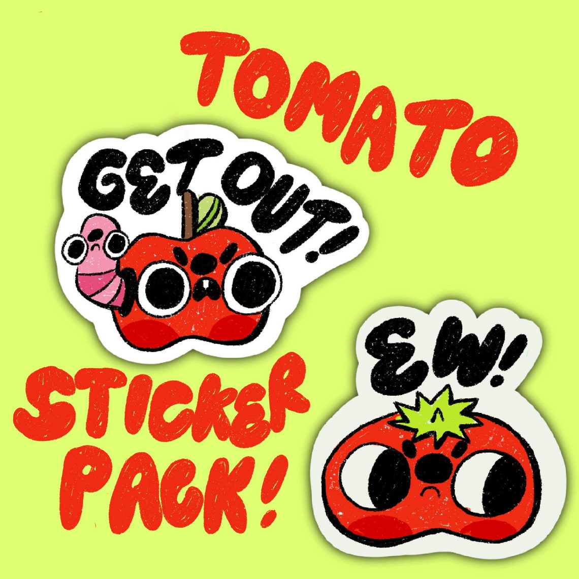 Tomato Sticker Pack- Tomato Sticker- Handmade Sticker- Cute Tomato ...