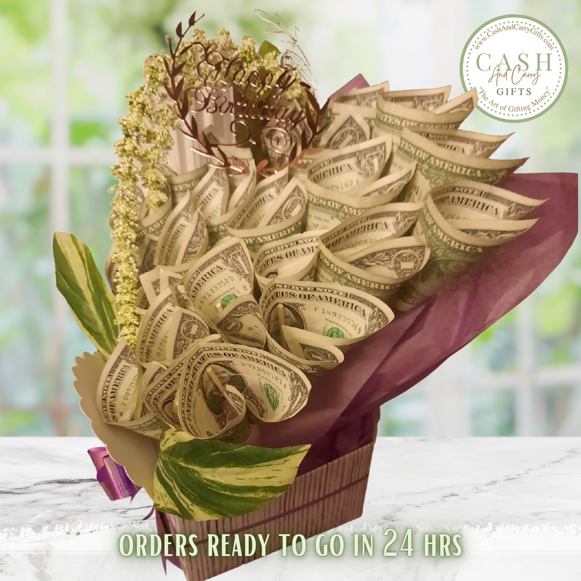 Birthday Real Money Bouquet Cash Centerpiece Gift for Any | Etsy