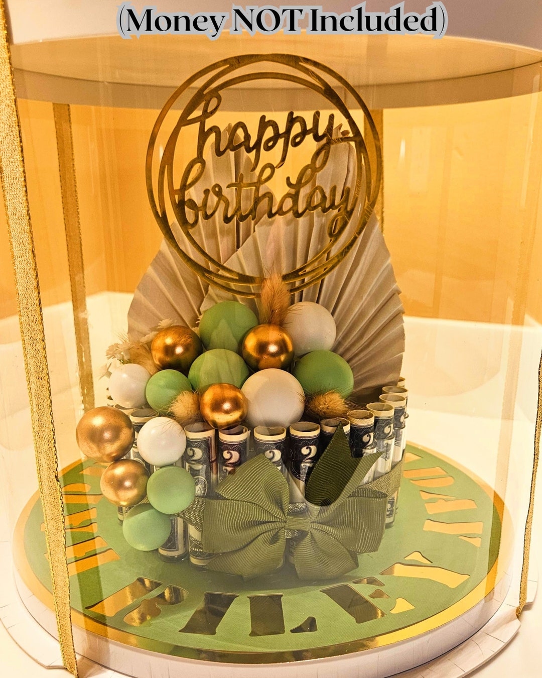 Happy Birthday Money Cake Kit Personalized With Name in Shades of Green ...