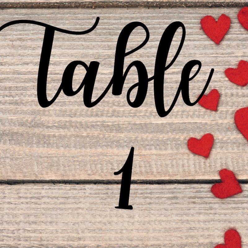 Heart Table Numbers - Etsy